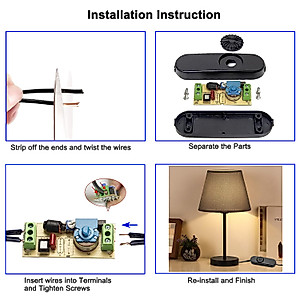 Inline Lamp Switch 2-Pack, Full Range Rotary Dimmer Switch, Cord Switch Replacement for Floor Lamp, Table Lamp, Pendant Light, Fit for Incandescent, Halogen Bulbs, Dimmable LED Lights