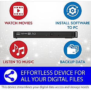 BUFFALO MediaStation Portable Blu-ray Drive/External, Plays and Burns Blu-Rays, DVDs, and CDs with USB Connection. Compatible with Laptop, Desktop PC and Mac.