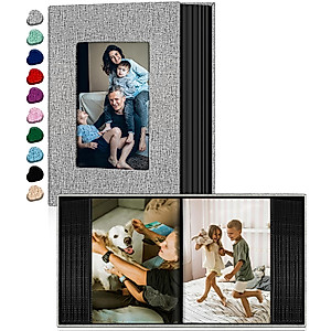 Ejblfe Photo Album 4x6,Linen Cover Slide-in Photo Album Book Can Holds 100 4x6 Photos with 50 Black Sheets for Family,Wedding,Baby and Holiday Pictures (Gray)
