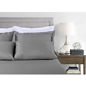 Threadmill Cotton Full Size Sheet Set| 100% Cotton Sheets for Full Size Bed | Solid Sateen Full Bed Sheets Set with 16” Elasticized Deep Pocket | Soft Breathable 4-Piece Cooling Sheet Set | Dark Grey