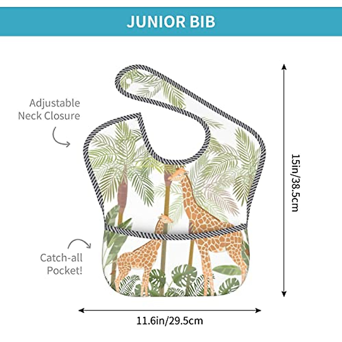 Giraffe Baby Stuff Baby Bibs 2Packs for 6-24 Months Waterproof Washable Fabric (Giraffe)