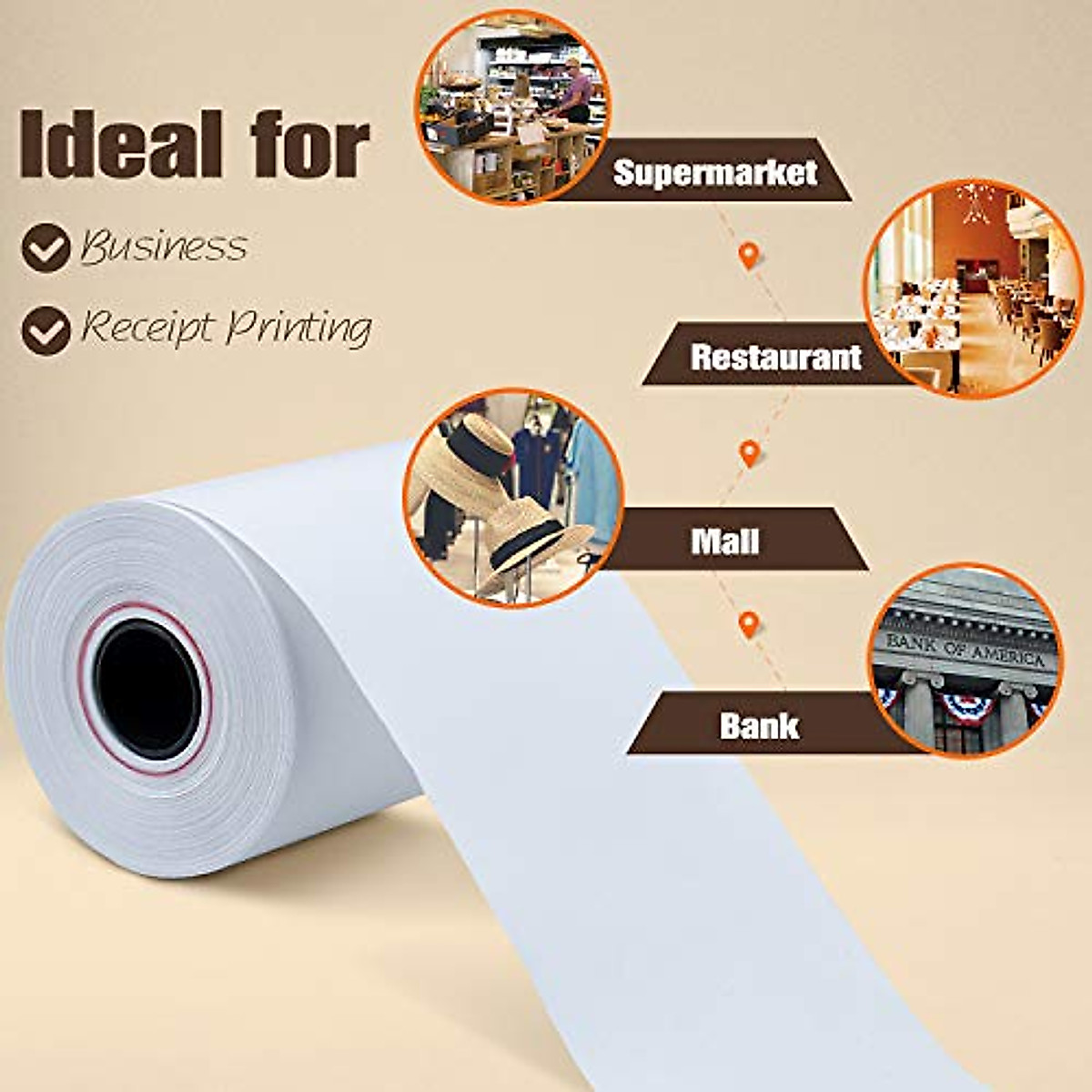 TK Thermal King, 2-1/4" x 85' Thermal Paper Cash Register POS Receipt Paper (50 rolls/Case x 1)