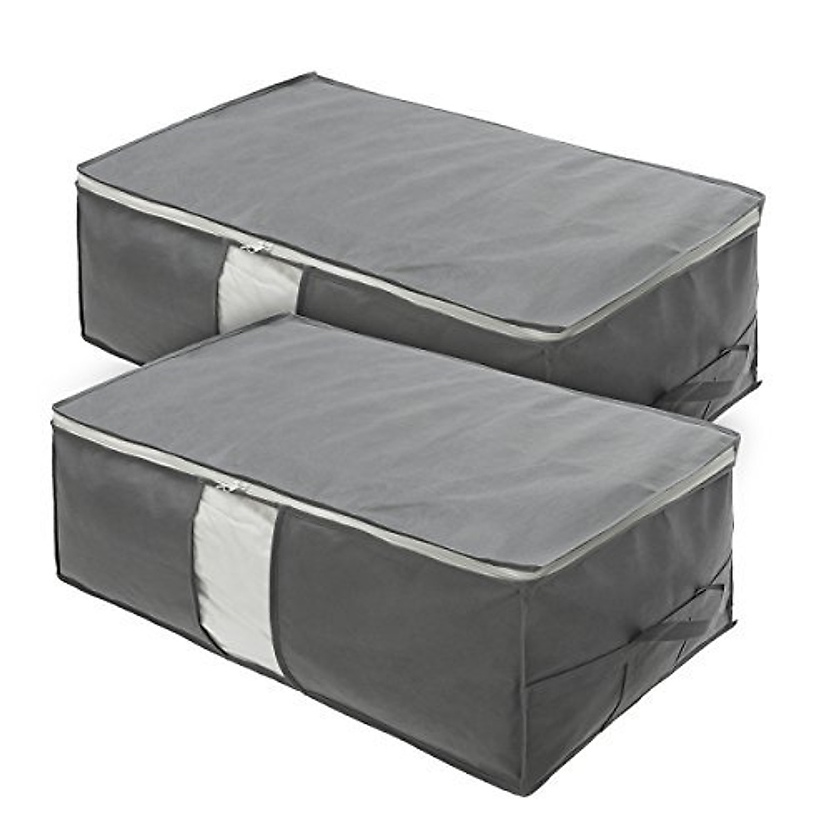 Surblue Under Bed Storage Organizer Large Capacity with Handle Clear Window (Gray)