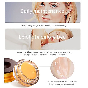 Bee Lip Balm Honey Pot, Strawberry & Honey Moisturizing Propolis Lip Mask, Hydrating & Prevention Dry and Cracked Lip Scrubs Exfoliator, Reduces Lip Lines (Yellow & Pink)