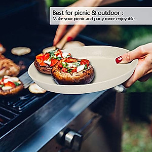 Homestockplus 9 Inch Dinner Plates,BPA-Free Wheat Straw Plates,Off White Plate Set Dishwasher and Microwave Safe Plates - Set of 8 【Non Ceramic】