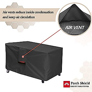 Porch Shield Patio Fire Pit Cover - Waterproof 600D Outdoor Rectangular Fire Table Cover Deck Box Protector - 48 x 28 inch, Black
