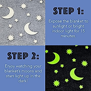 Soft Throw Blanket Camping Blanket Gifts for Boys and Kids Ages 4-14 and for Grandkids - [Gray] Glow in The Dark 50 x 60 Inches Fun, Cozy Fleece Throw Blankets
