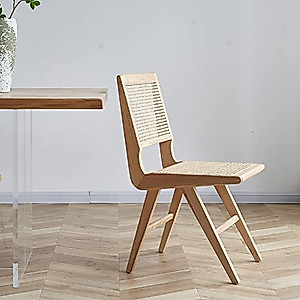 Way2Furn Rattan Chair Set of 2, Cane Dining Chair, No Installation Required, Mid Century Modern Chair for Living Room, Kitchen, Dining Room, Yard, Study Room, Teahouse, Hotel, B&B (Natural Color)