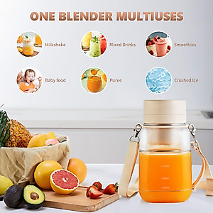 34oz Portable Blender for Shakes and Smoothies FOUSIUTIM USB Rechargeable Travel Blender Personal Size Blender with Stainless Steel Blades Juice Cup with Shoulder Strap Portable Smoothie Blender