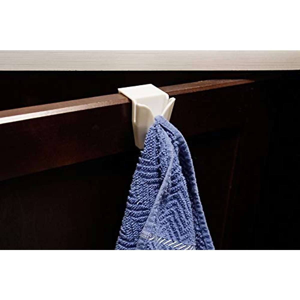 Gadjit Kitchen Towel & Plastic Bag Hanger (White, Pack of 2) -- Clever Device Hangs Over Any Cabinet Door or Drawer to Create an Instant Towel or Waste Bag Holder