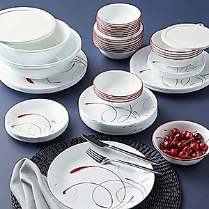 Corelle Vitrelle 78-Piece Service for 12 Dinnerware Set, Triple Layer Glass and Chip Resistant, Lightweight Round Plates and Bowls Set, Splendor