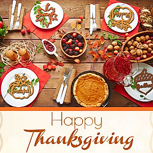 Spiareal 12 Pcs Fall Thanksgiving Wood Cutout Thankful Grateful Blessed Sign Plate Decor Pumpkin Maple Leaf Turkey Table Settings Thanksgiving Autumn Plate Table Wall Decoration(Yellow,Orange,Brown)