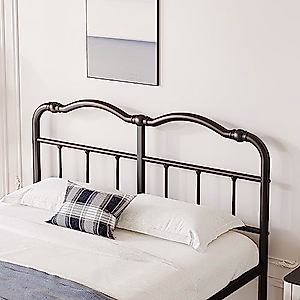 Breezehome California King Bed Frame with Headboard and Footboard, 18in High, Heavy Duty Metal Platform Bed Frame, Noise Free, Easy Assembly, No Box Spring Needed, Vintage Style, Black