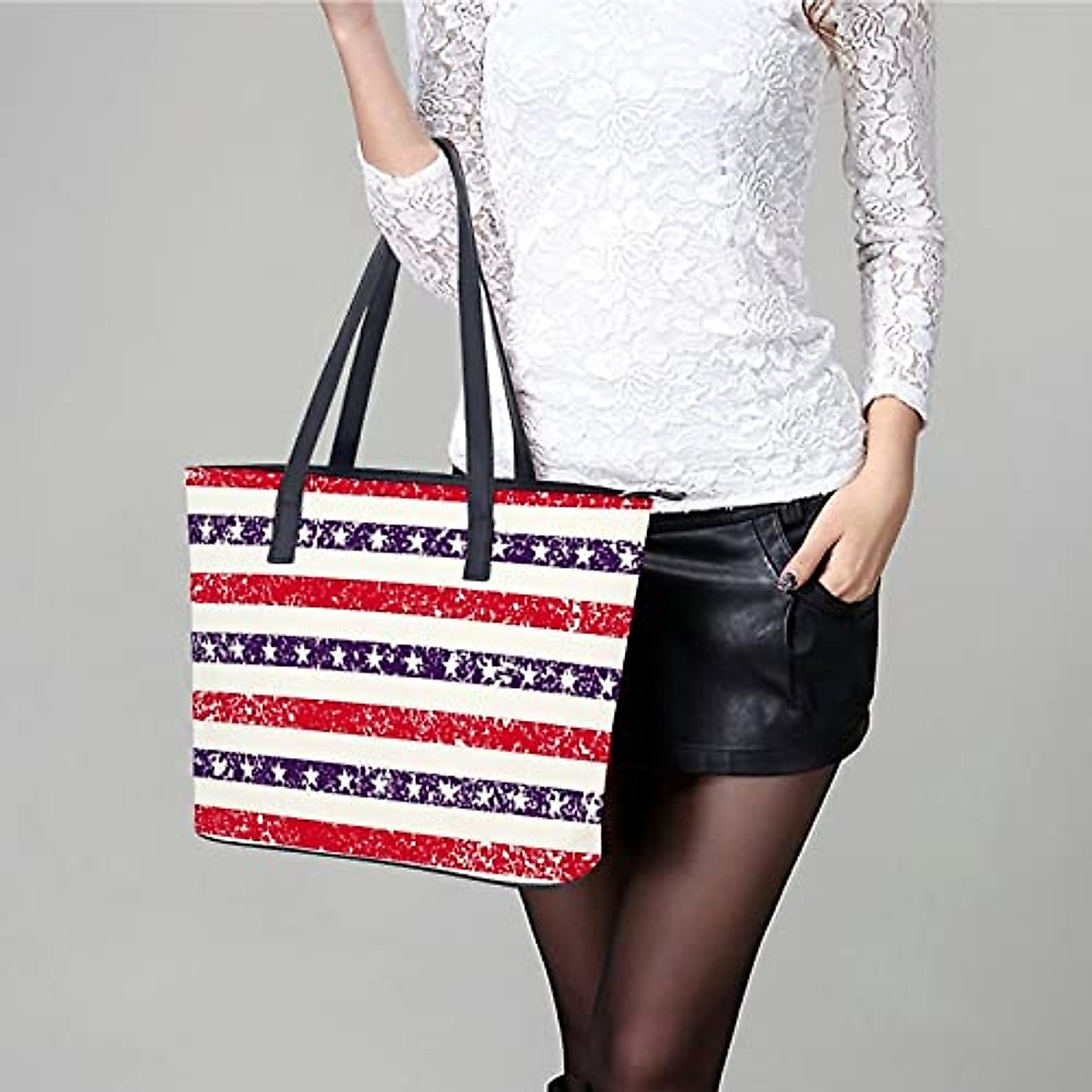 Womens Handbag Stripes Leather Tote Bag Top Handle Satchel Bags For Lady
