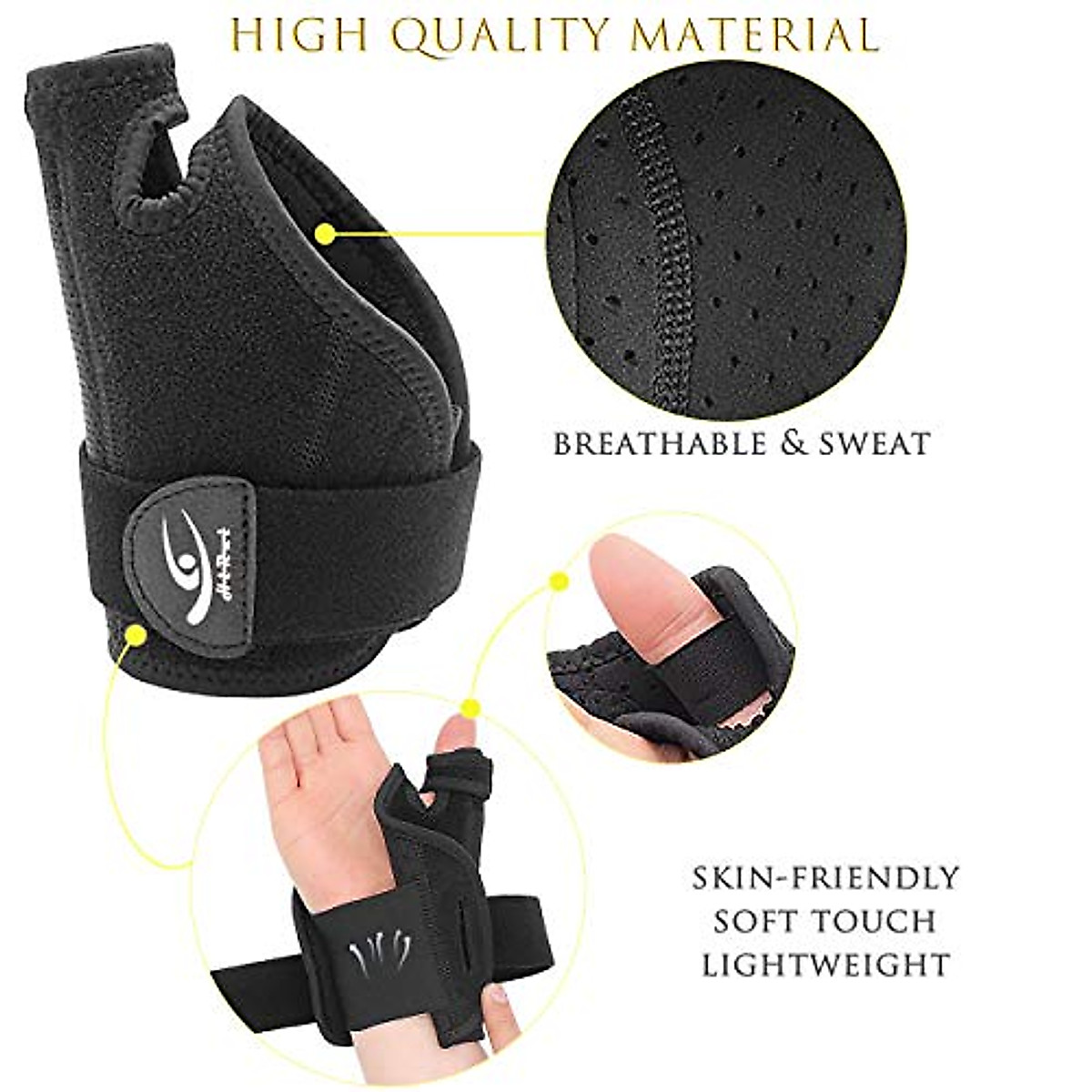 HiRui Wrist Brace Thumb Brace with Thumb Splins Support for Men and Women, Wrist Stabilizer for Sprains Tendonitis Carpal Tunnel Arthritis Pain Relief Recovery (One Size, Right Hand)
