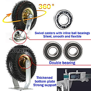 Swivel Caster Wheel Heavy Duty Caster Solid Rubber Wheel, with Tyre Veins Highly-Elastic Moving Silent, for Trolley, Carts, Furniture, Dolly, Replacement Casters