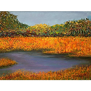 Autumn Marsh by Marcella Hirschy of the Miramontes, Original Acrylic on Linen, 18" x 24"
