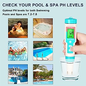 YCKYIGO Salt Water Pool Tester Large Range 7 in 1 Multi-Parameter Tester for Salt Swimming Pool and Spa