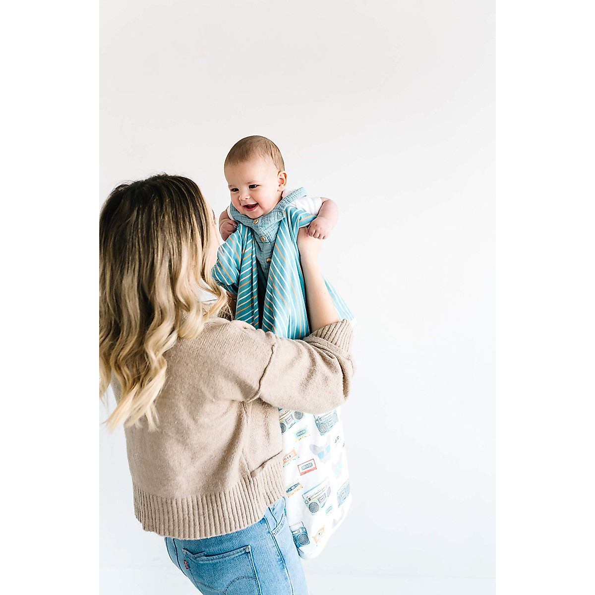 Copper Pearl Large Premium Knit Baby 3 Layer Stretchy Quilt Blanket Bruno