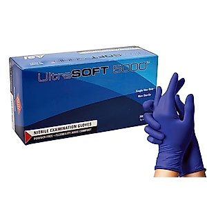 UltraSOFT 5000 Nitrile Gloves, Non- Sterile Gloves Disposable latex Free Medium, Powder Free, (Pack of 3000) - X-Small