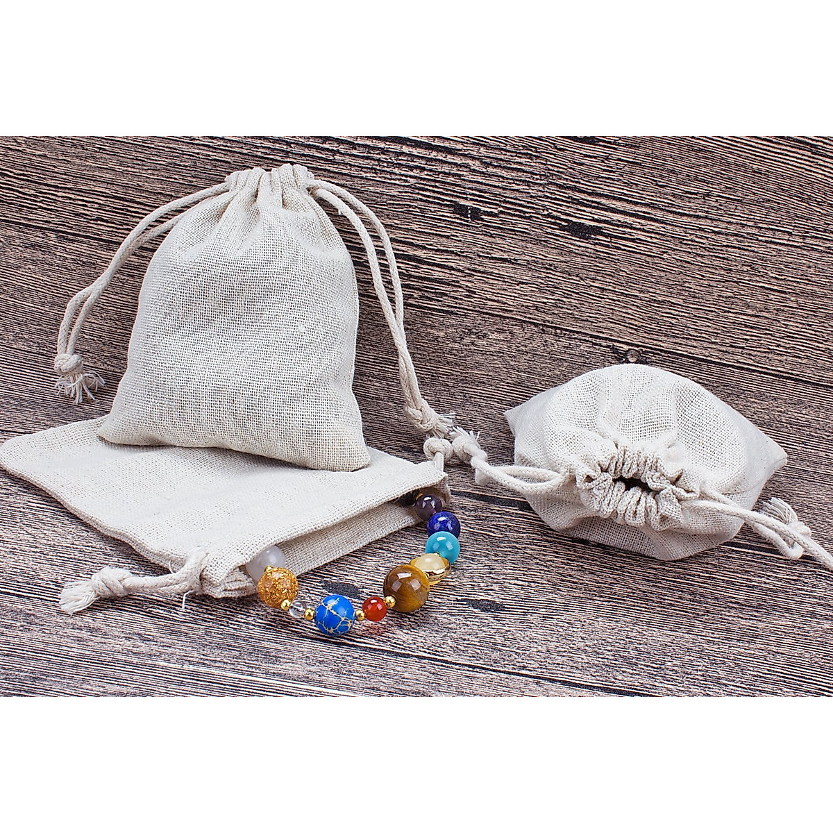 Hapdoo 24 Pack Cotton Muslin Bags with Drawstring Gift Bags Jewelry Pouches Sacks for Wedding Party and DIY Craft, 3 x 4 Inches, Presents, Festivals…