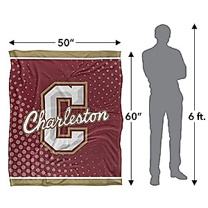 College of Charleston Blanket, 50"x60" Logo Dots Silky Touch Sherpa Back Super Soft Throw Blanket