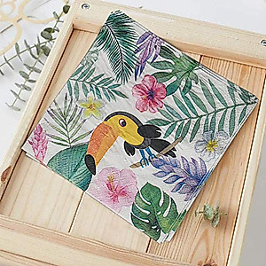 HIPEEWO Hawaiian Aloha Party Decorations - Luau Tropical Party Supplies, Including Plates, Napkins, Hawaiian Theme Cups for Tiki Summer Pool and Tropical Birthday Party Serves 16 Guests 64 PCS