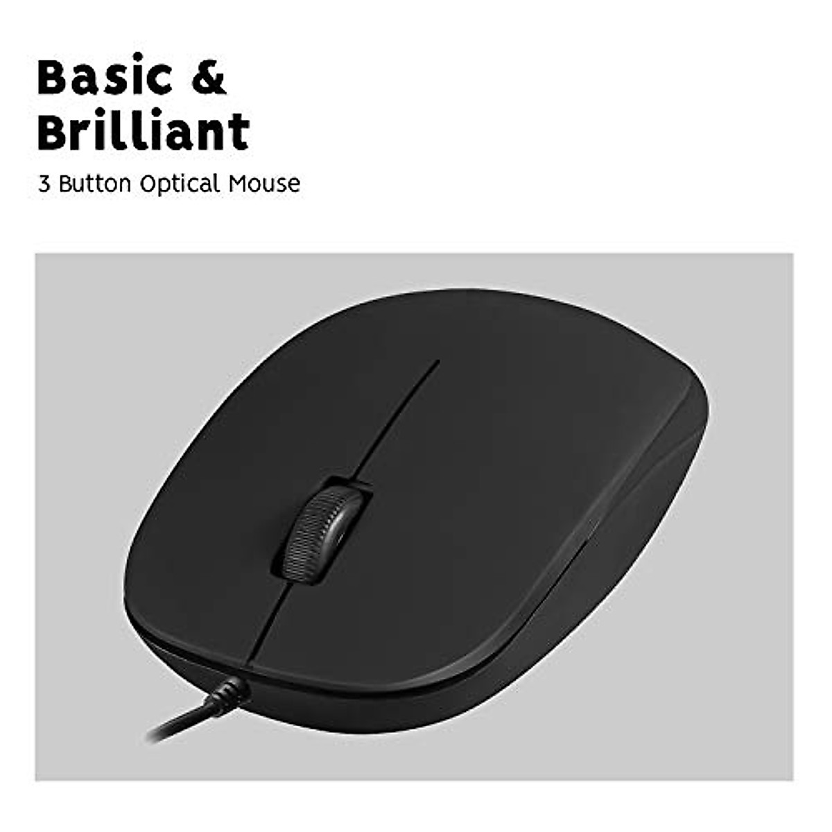 Perixx Perimice-201 Wired PS2 Optical 3 Button Mouse with 800 DPI and Illuminated Wheel, Black