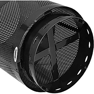 Global Industrial 55 Gallon Perforated Steel Receptacle with Flat Lid, Black