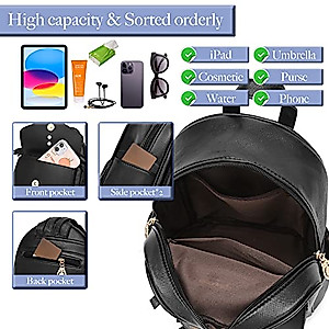 BESYIGA Girls Small Kitty Backpack 3 PCS Leather Backpack Purse for Women Travel Bag Kids Backpack Mini Backpack for Girls