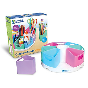 Learning Resources Create-a-Space Storage Center, 10 Piece set - Desk Organizer for Kids, Art Organizer for Kids, Crayon Organizer, Homeschool Organizers and Storage