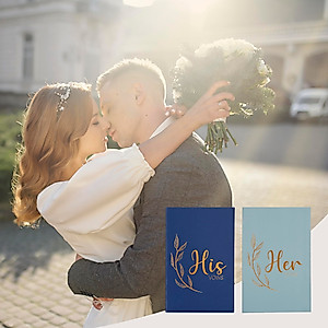 fusuu Wedding Vow Books - Vow Books His and Hers - Gold Foil Lettering with 28 Lined Pages – Bridal Shower Gifts - Peferct Addition for Your Wedding Day (Blue)