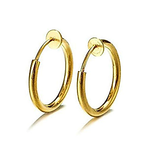 Clip on Body Nose Lip Ear Fake Retractable Earrings Hoop Earrings Septum 2 Pairs KANGMOON