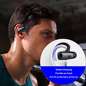 Yunseity Single Ear Headphone, Earpiece IPX4 Waterproof LED Digital Display Single Ear Headset for Sports Driving
