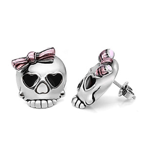 Controse Bejeweled Badass in Pink Skull Earrings