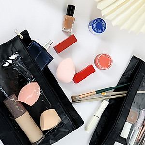 EOOUT 3 Pack Pencil Pouches for 3 Ring, Binder Pencil Pouches with Clear Window Zipper Pencil Cases for Binder (Black)