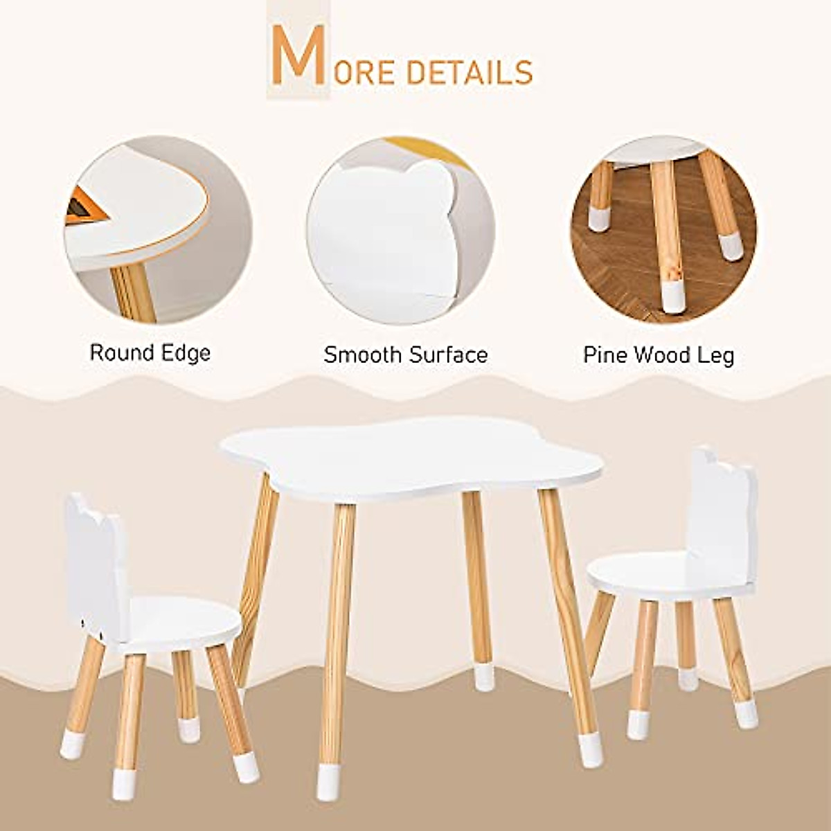 Qaba Wooden Kids Table and Chair Set Ideal for Arts, Meals, Homework, Cute Toddler Activity Table for Age 3 Years+, Grey