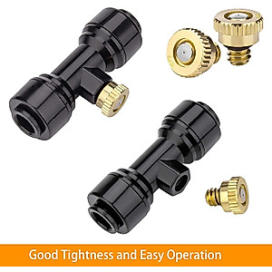 Misting Cooling System 98.4FT (30M) Misting Line + 50 Brass Mist Nozzles + 45 T-Connectors + 1 Faucet Adapters (3/4") Outdoor Mister for Patio Garden Greenhouse Trampoline for Waterpark