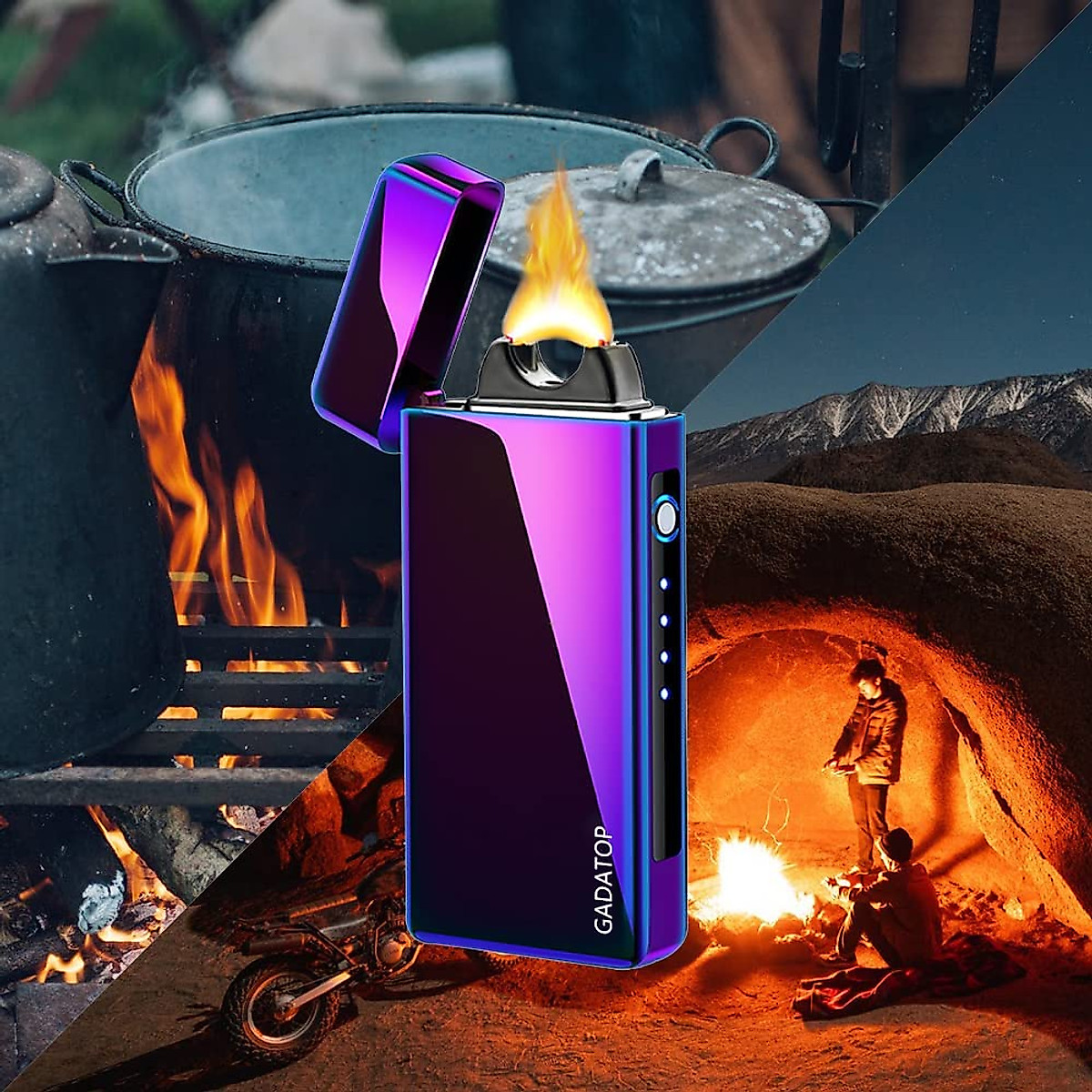 GADATOP Arc Plasma Flame Lighter USB Rechargeable Windproof Electric Lighter for Candle(Color)