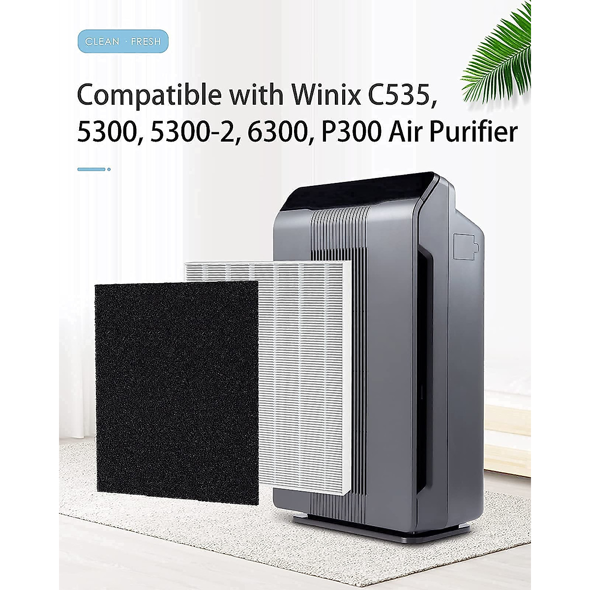 4 HEPA +4 Carbon Prefilter Compatible with Winix C535, 5300-2, P300, 5300, Repalce 115115