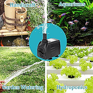 ALLYLANG 450-550GPH Submersible Sump Pump, Ultra Quiet for Fish Tank, Pond, Aquarium, Statuary, Rockery, Hydroponics, Compact Water Pump with 5.9ft Power Cord, 3 Nozzles (450GPH)