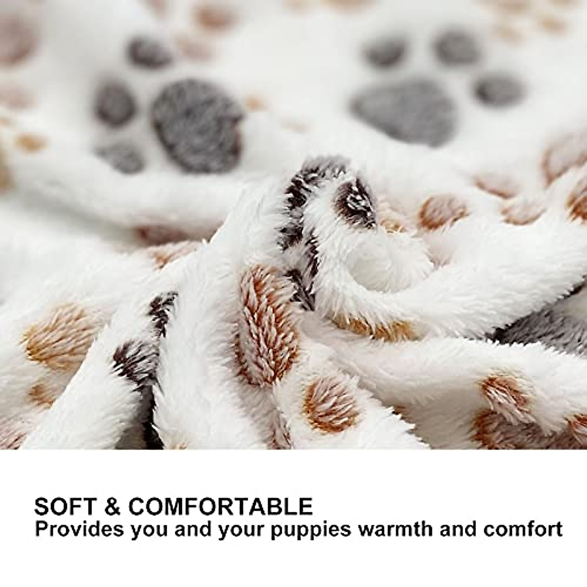 1 Pack 3 Puppy Dog Blankets Super Soft Warm Sleep Mat Fluffy Premium Fleece Pet Blanket Flannel Throw for Dog Puppy Cat - White Paw Print Small(23"x15")
