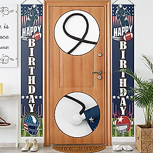 5665 Football Birthday Porch Sign Door Banner Decor Blue – Sport Super Bowl Game