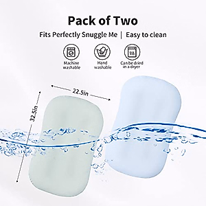 Pucmaoci Organic Waterproof Baby Lounger Covers 2 Pack| GOTS Certified 100% Cotton| Removable Cover with Waterproof Liner | Machine Washable and Dry (Cover only)（Blue & Green)