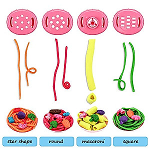 Deardeer Play Dough Sets Playdough Playsets Noodle Machine Fun Kitchen Toy for Kids Children - 21pcs