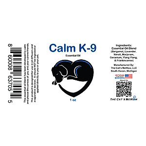 Calm K-9 Calming Essential Oil - Natural Stress Relief & Anxiety Relief for Dogs - Drug-Free Calming Solution