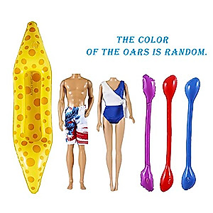 E-TING Beach Bikini Swimsuit Swimtrunk with Toy Boat Ship Kayak Accessories for 11.5-inches Girl Doll and 12-inches Boy Doll