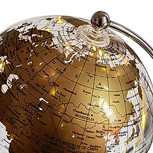 JBRUN 8" World Globe,Illuminated World Globe with Metal Stand,Educational Interactive Globe for Home Decor,Office Desktop,LED Globe Lamp