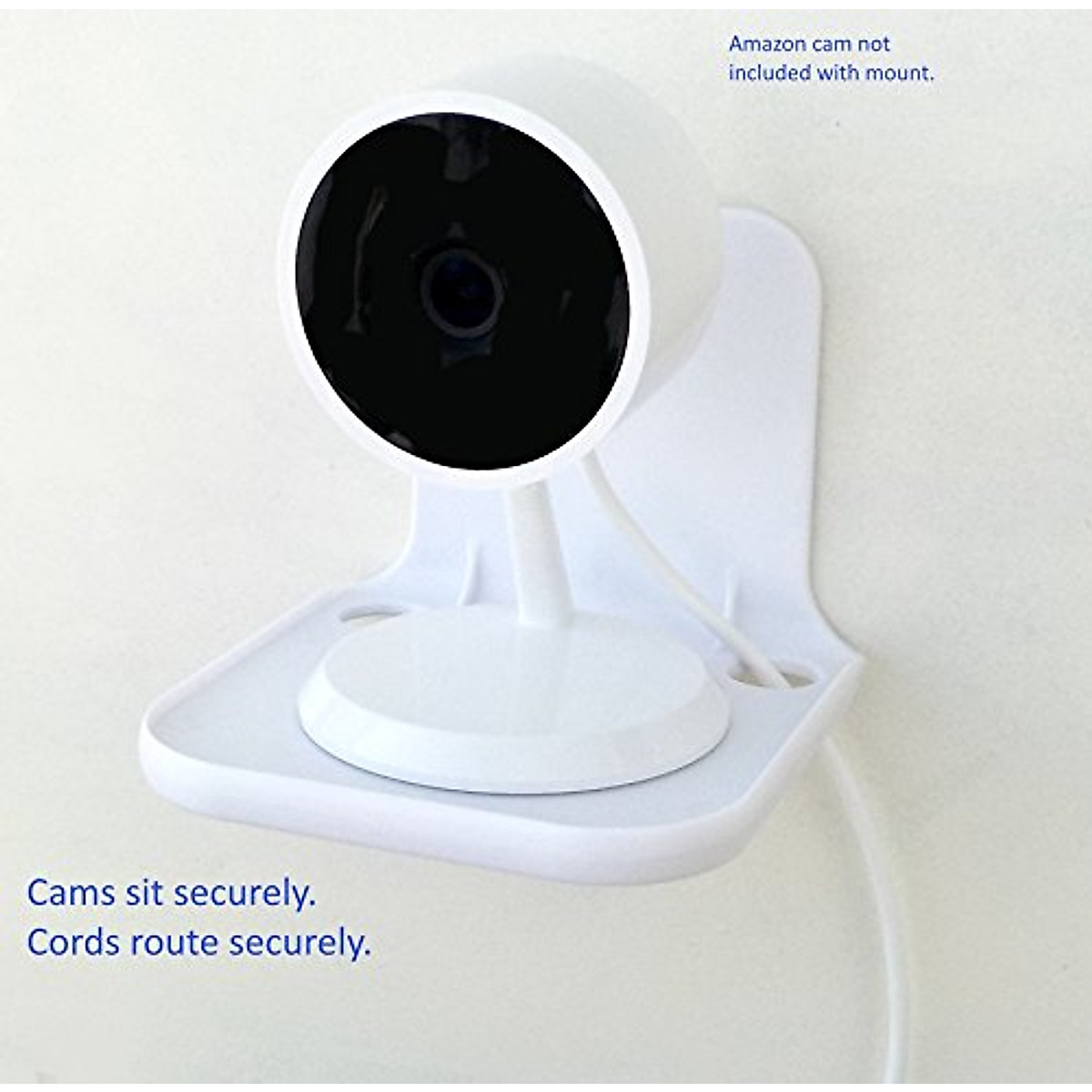 eLhook Made in USA White Stick-On Removable Adhesive Floating Wall Shelf 2 Pack with Cable Management | Small Electronics | Durable Textured ABS Plastic with Lipped Edges