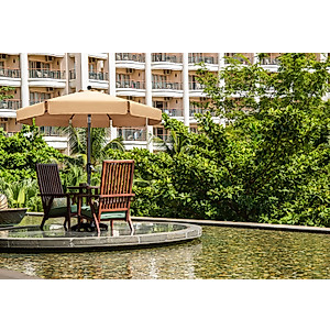 ABCCANOPY Patio Umbrella 9ft - Outdoor Table Umbrella with Push Button Tilt and Crank, 8 Ribs Umbrella for Patio Pool Garden Deck (Khaki)